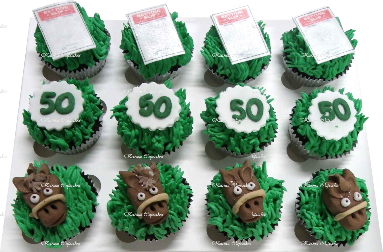 50th birthday horse racing cupcakes - Karma Cupcakes