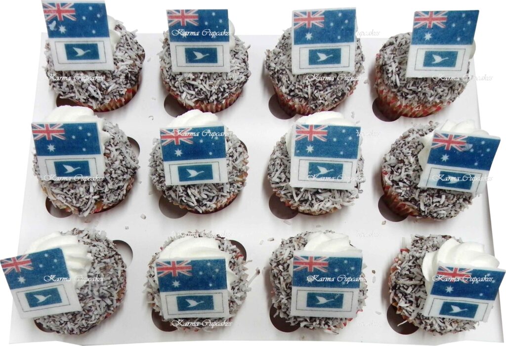 Australian Flag Lamington Cupcake - Karma Cupcakes