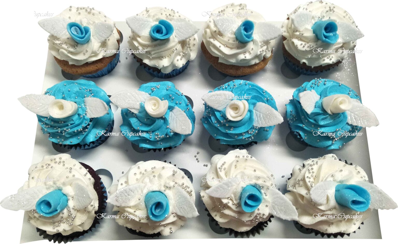 Rose colour of your choice with Chocolate and Vanilla Cupcakes - Karma ...