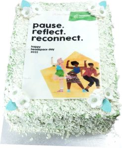 Edible Image Quarter Slab Cake with White Chocolate Flakes - Karma Cupcakes